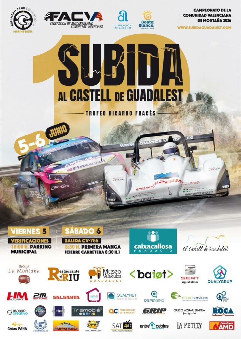 Subida al Castell de Guadalest 2026: Carrera de Automovilismo el 5 y 6 ...